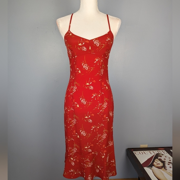 Express | Dresses | Vintage Express Red Midi Dress | Poshmark